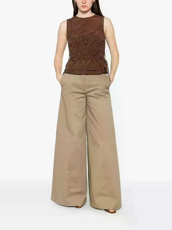PANICALE Sleeveless Bead-embellished Top