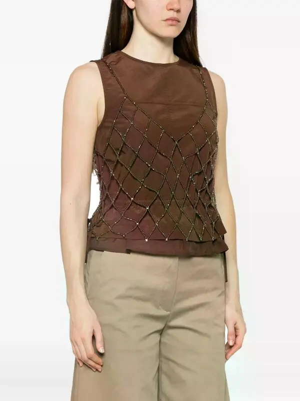 PANICALE Sleeveless Bead-embellished Top