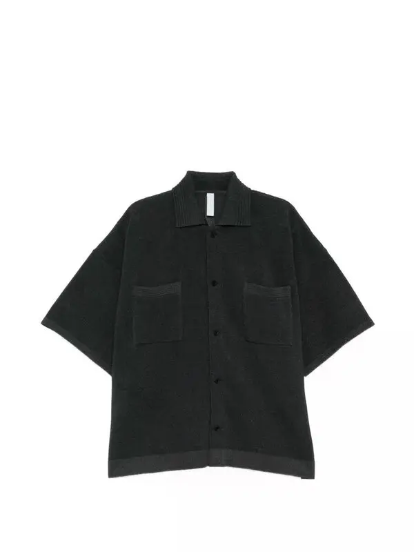 CFCL Ribbed-knit Chest-pocket Shirt - Grey