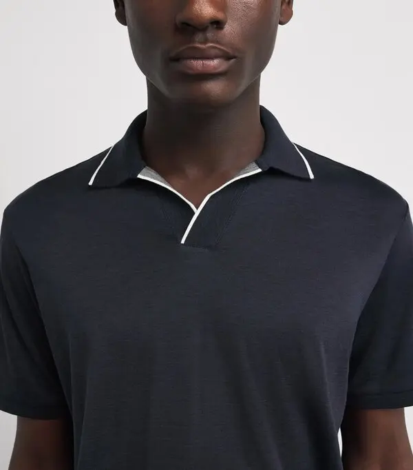 Paul & Shark Silk-cotton Open-collar Polo Shirt