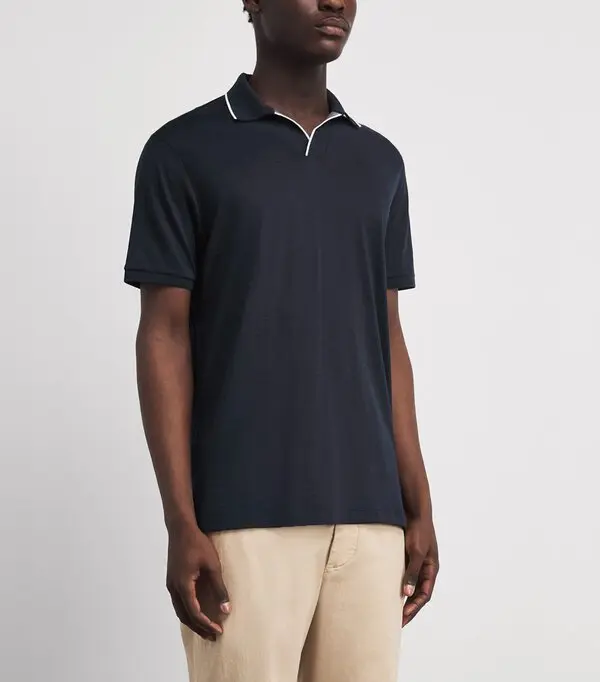 Paul & Shark Silk-cotton Open-collar Polo Shirt