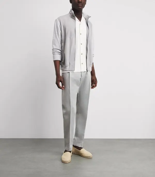 Paul & Shark Linen-cotton Drawstring Chinos - Grey