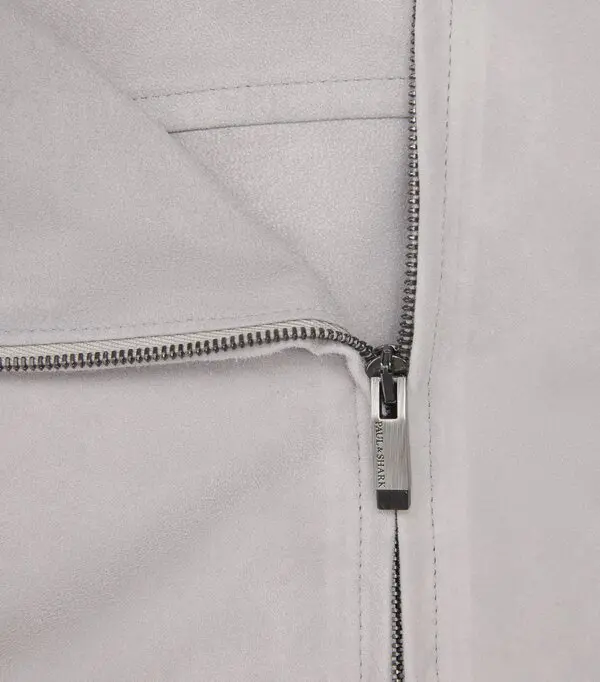 Paul & Shark Aqua Suede Bomber Jacket With Zephir Sleeves - Grey