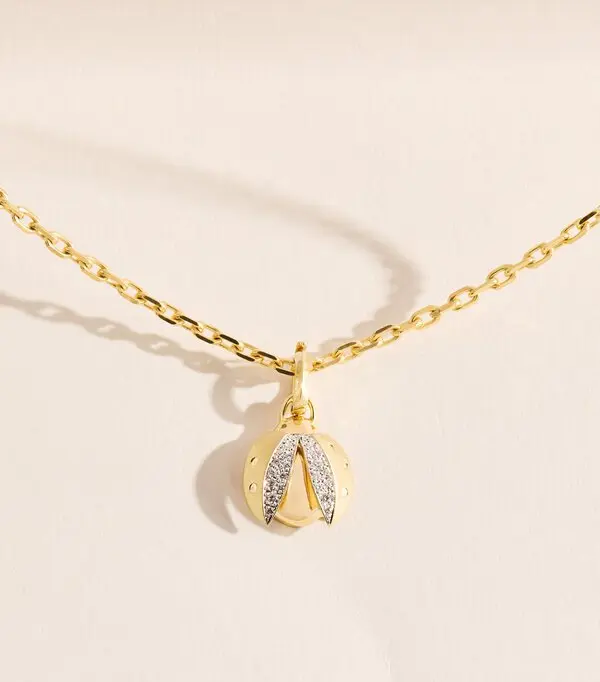 JADE TRAU 18kt Yellow And Diamond Mini Ladybug Charm