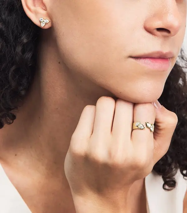 JADE TRAU Open Band Ring With Pear, Marquise, And Round-cut Diamonds