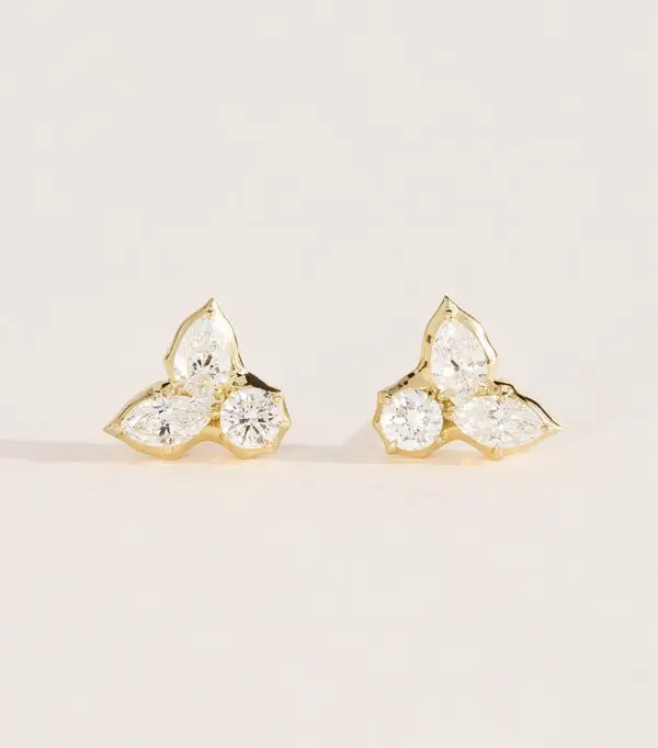 JADE TRAU Diamond Poppy Cluster Stud Earrings - Gold
