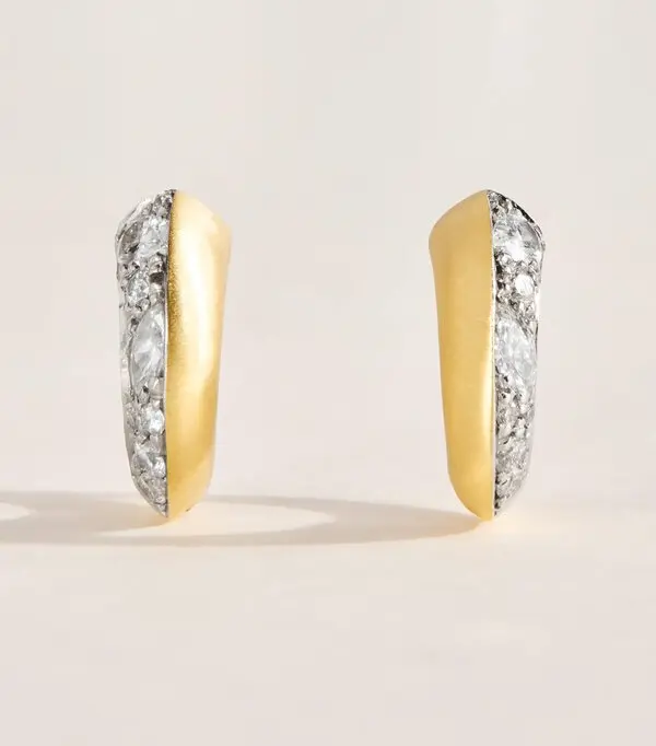JADE TRAU Diamond Frankie Huggie Hoops - Gold