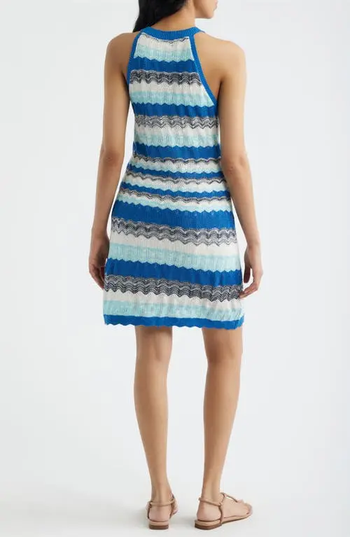CITY BLUES Pointelle Stripe Mini Dress