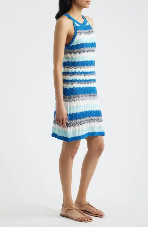CITY BLUES Pointelle Stripe Mini Dress