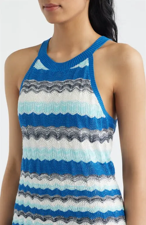 CITY BLUES Pointelle Stripe Mini Dress