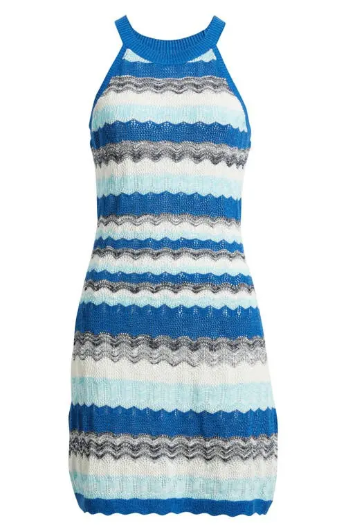 CITY BLUES Pointelle Stripe Mini Dress