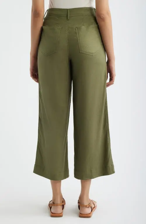 CITY BLUES Patch Pocket Crop Wide Leg Pants - Olive