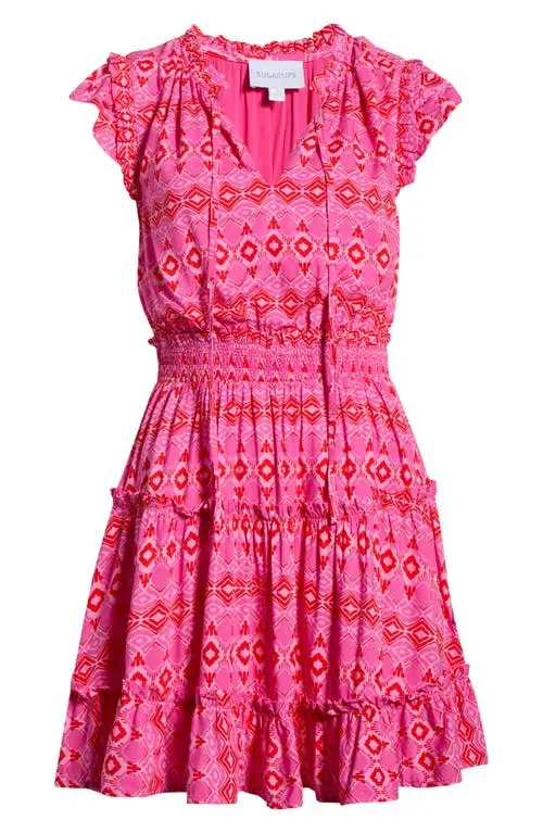 SUGARLIPS Mirany Ikat Toledo Tiered Mini Dress