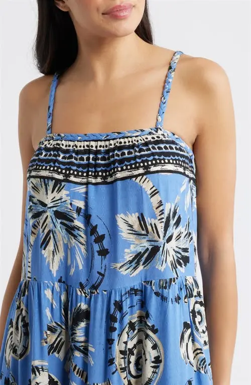 CITY BLUES Tropical Print Tiered Maxi Dress - Ocean Multi