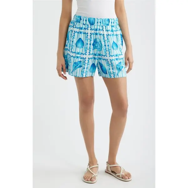 CITY BLUES Printed High-waisted Flowy Shorts