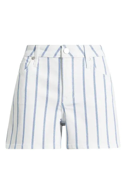 CITY BLUES Stripe Denim High-rise Relaxed Fit Shorts - White/cobalt