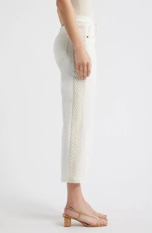 CITY BLUES Embroidered Straight Leg Crop Jeans