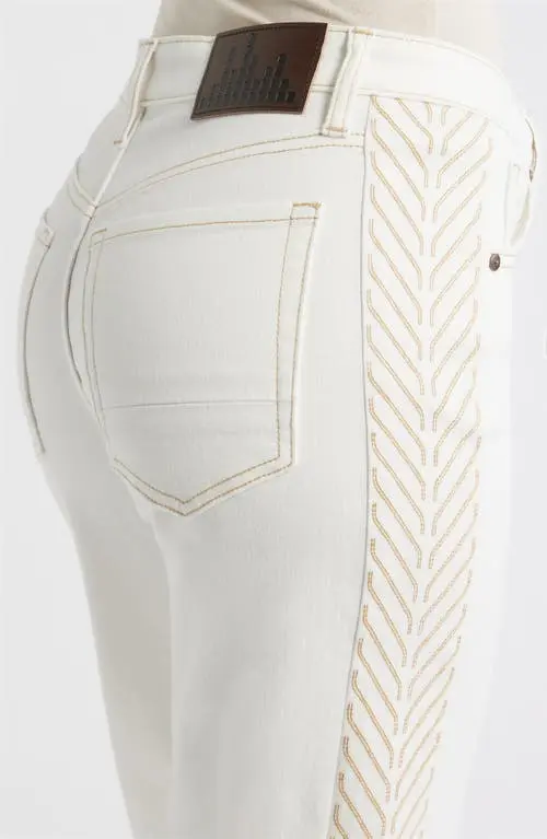 CITY BLUES Embroidered Straight Leg Crop Jeans