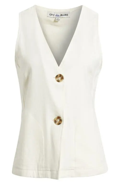 CITY BLUES Relaxed Fit V-neck Vest - Parchment
