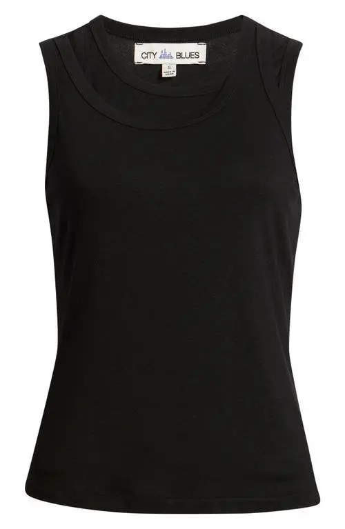 CITY BLUES Layered Look Tank - Black