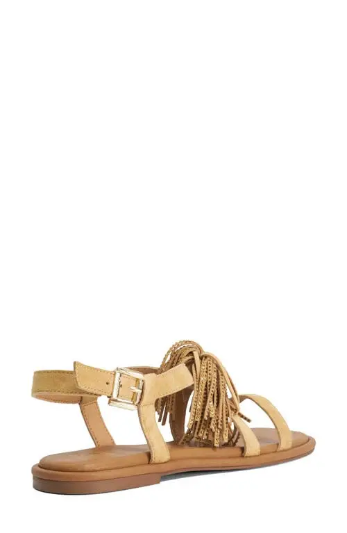 Dune London Lysia Suede Embellished Fringe Ankle Strap Sandals - Tan