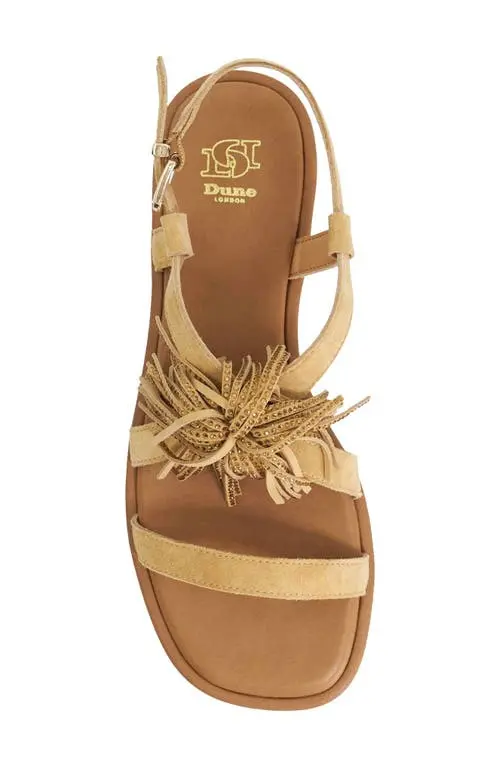 Dune London Lysia Suede Embellished Fringe Ankle Strap Sandals - Tan