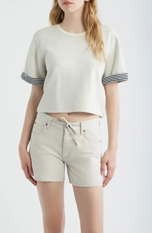 FRAME Striped Cotton Blend Cropped T-shirt