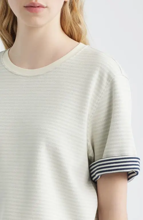 FRAME Striped Cotton Blend Cropped T-shirt
