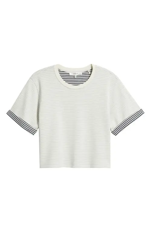 FRAME Striped Cotton Blend Cropped T-shirt