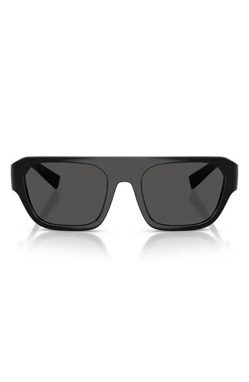 Dolce & Gabbana Square Frame Sunglasses With Monogram Hardware - Black/dark Grey