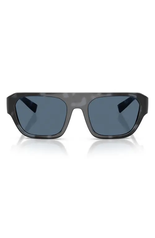 Dolce & Gabbana Square Frame Sunglasses With Monogram Hardware - Blue Havana/dark Blue