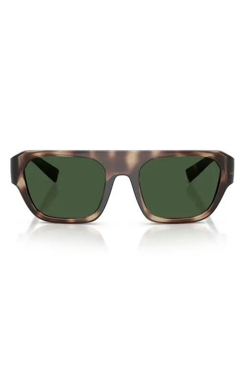 Dolce & Gabbana Square Frame Sunglasses With Monogram Hardware - Brown Havana/dark Green