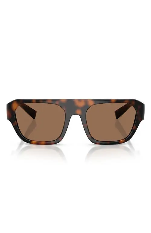 Dolce & Gabbana Square Frame Sunglasses With Monogram Hardware - Havana/dark Brown