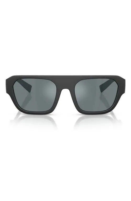 Dolce & Gabbana Square Frame Sunglasses With Monogram Hardware - Matte Black/grey Black