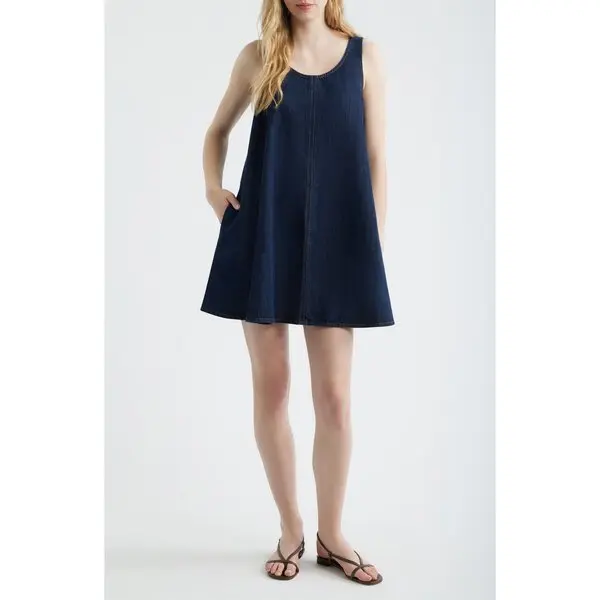 FRAME Sleeveless Denim Trapeze Mini Dress - Duomo