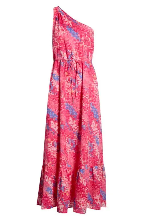 SUGARLIPS Leah Abstract Floral One Shoulder Maxi Dress - Pink-blue