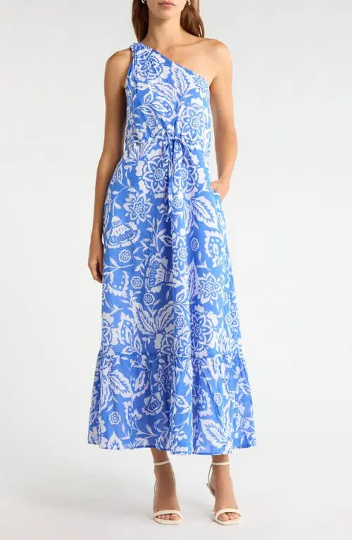 SUGARLIPS One-shoulder Floral Print Maxi Dress
