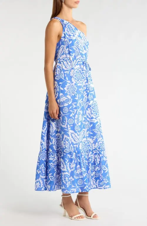 SUGARLIPS One-shoulder Floral Print Maxi Dress