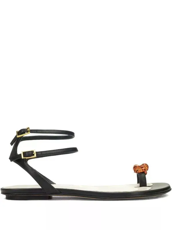 LANVIN Knot-embellished Flat Sandals - Black