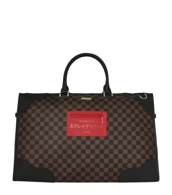 SPRAYGROUND Katana Check Pyramid Duffle Bag - Brown