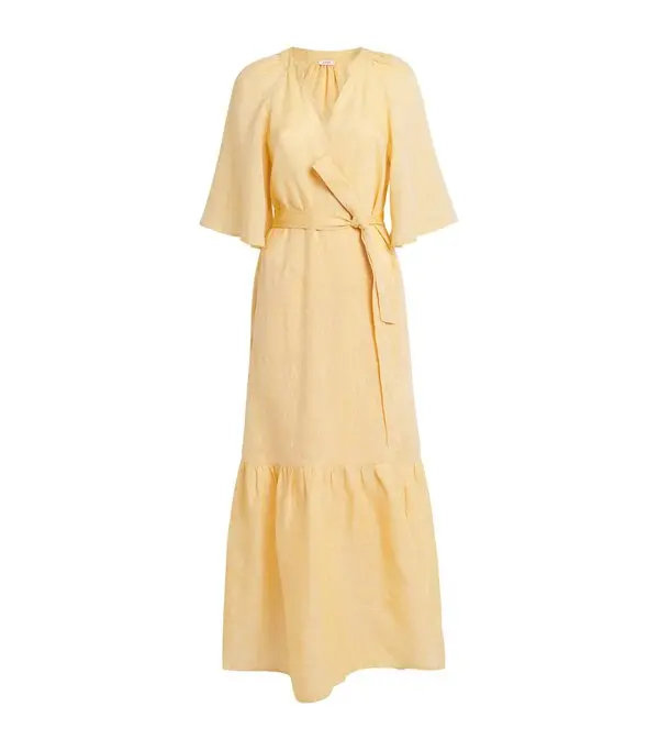 ERES Linen Audacieuse Wrap Midi Dress