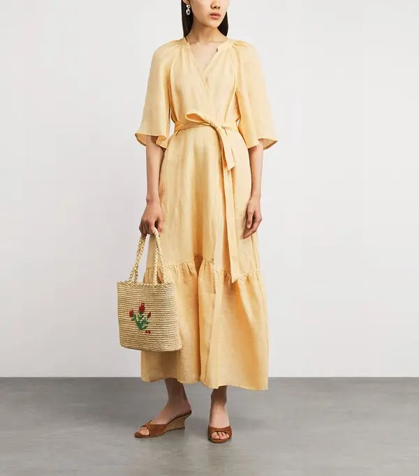 ERES Linen Audacieuse Wrap Midi Dress