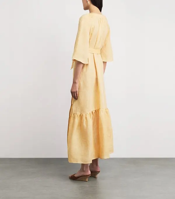 ERES Linen Audacieuse Wrap Midi Dress