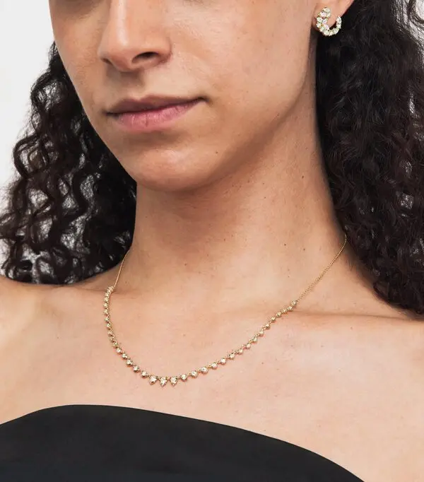 JADE TRAU Posey Crescent Earrings In Yellow And Diamonds