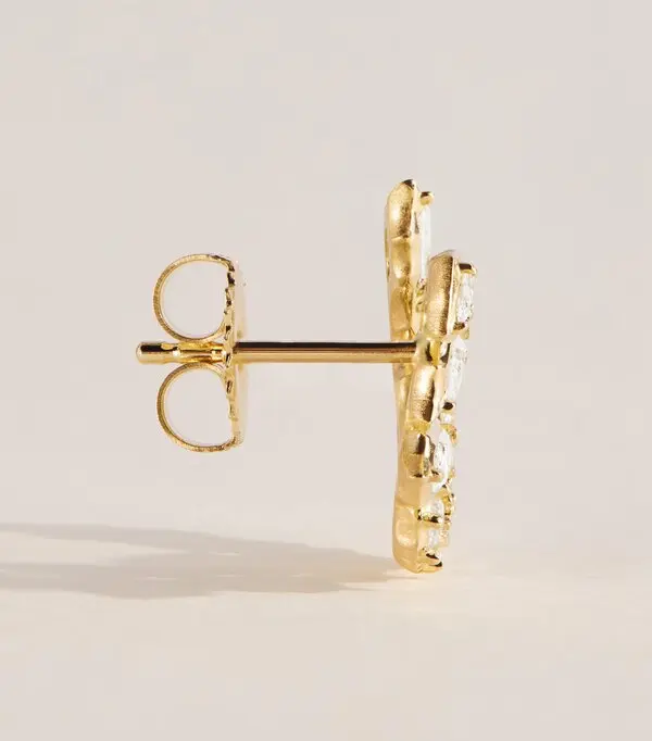 JADE TRAU Posey Crescent Earrings In Yellow And Diamonds