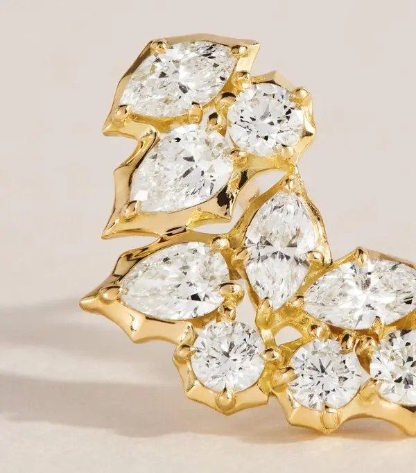 JADE TRAU Posey Crescent Earrings In Yellow And Diamonds