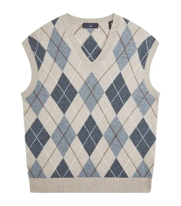 Dunhill Cashmere Argyle Sweater Vest - Beige