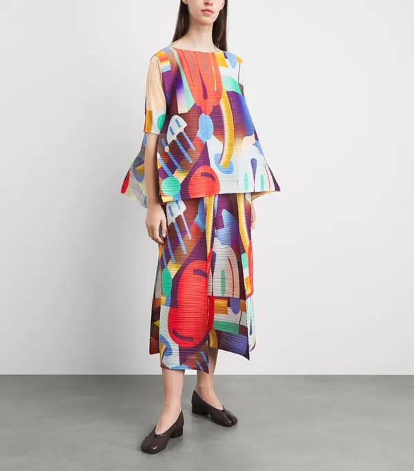 Issey Miyake Printed Wide Leg Trousers - Red