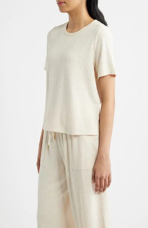 CITY BLUES Geometric Jacquard Crewneck T-shirt - Parchment