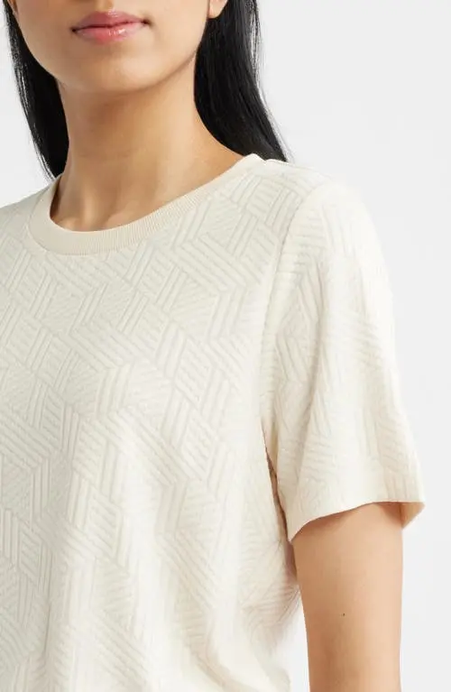 CITY BLUES Geometric Jacquard Crewneck T-shirt - Parchment